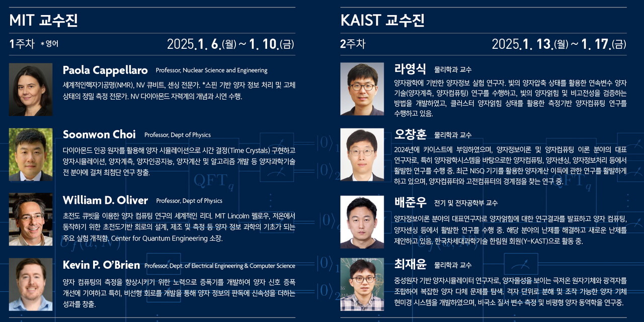 2025년 KAIST-MIT 양자 정보 겨울학교 연다!...학부생 대상, 교수진 현장 강의 및 양자 실험 소개